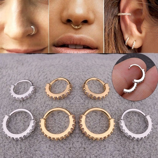 Stackable Cartilage Helix Earring Fashion Gold/Silver/Rose Gold Diamond ...
