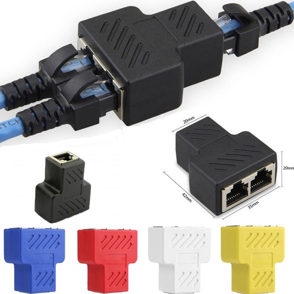 5Colors Cable Adapter Connector LAN Ethernet 1 To 2 Ways Extender Plug ...