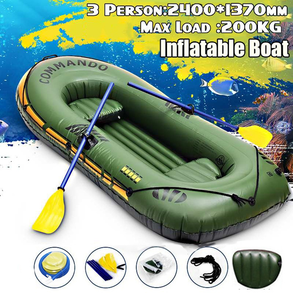 3 Person PVC Inflatable Rowing Boat Fishing Drifting Kayak 200KG Max ...