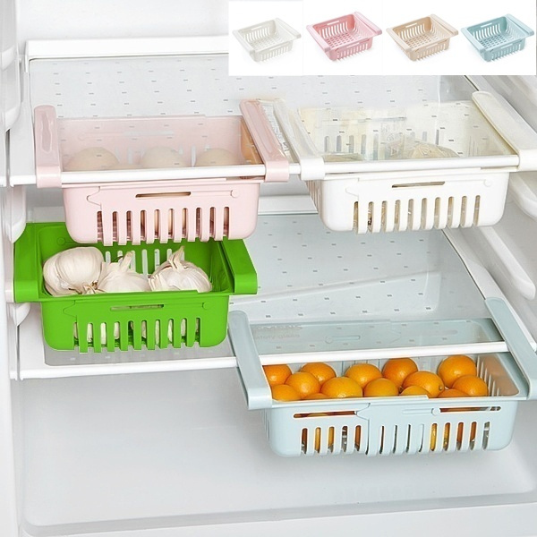 Adjustable Slide Kitchen Fridge Freezer Space Saving Organizer Storage ...