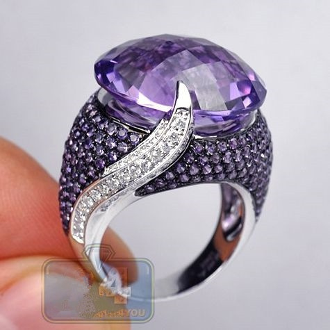 Sparkling Sterling Silver Plated Filled Natural Purple Amethyst Ring ...
