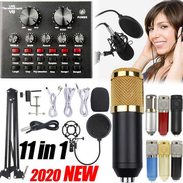 K Song Microphone V8 Sound Card Blowout Prevention Net Microphone Bracket Set Live Broadcast