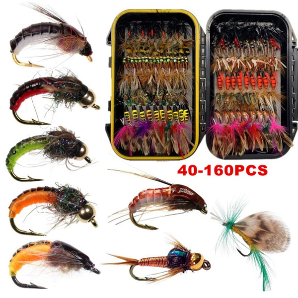 40-160Pcs Insect Fly Fishing Hook Trout Lures Fishing Lure Flies Nymphs ...