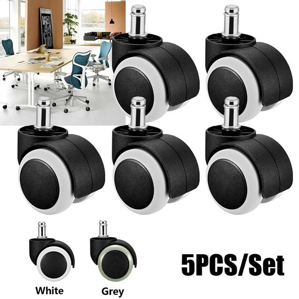 5PCS Universal Office Chair Casters Wheels 2 Inch PU Twin Wheel Swivel ...