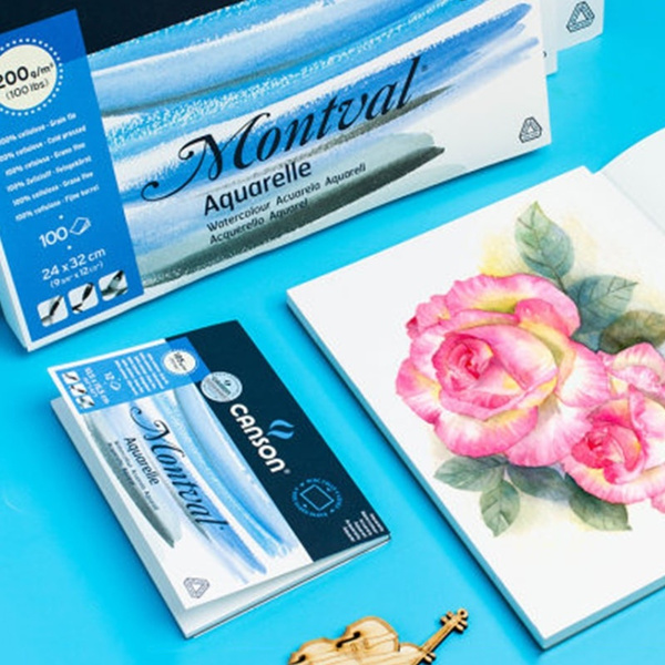 CANSON Montval 12 Sheets Aquarelle Paper Watercolor Book/Pad 185g/m² ...