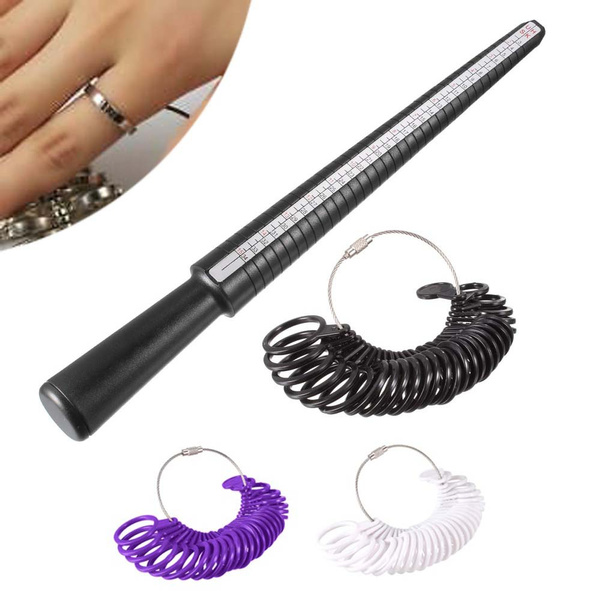 1 Set Ring Sizer Mandrel Kit Finger Measuring Stick Ruler Gauge Plastic ...