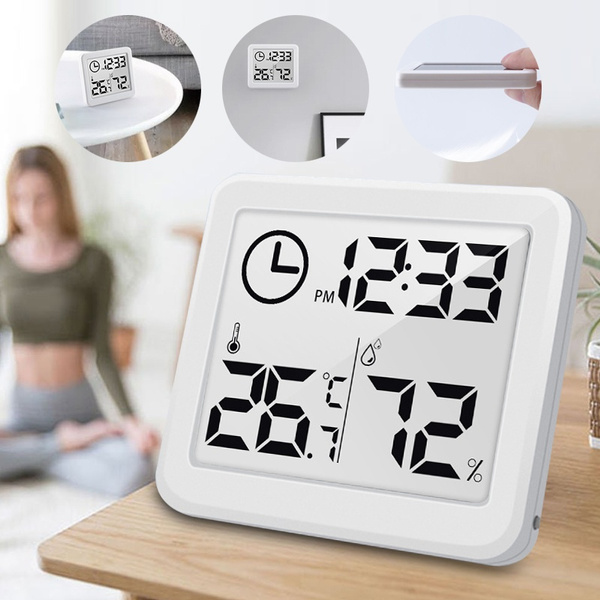 Ultra-thin Digital Temperature Humidity Table Clock Automatic ...