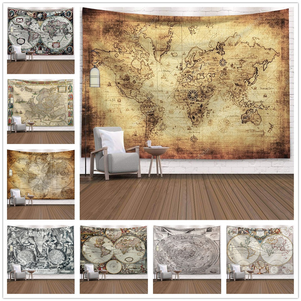 World Map Tapestry,Treasure Map Rustic Pirates Gold Secret Sea History ...