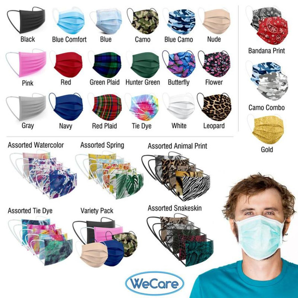 WeCare Protective Face Masks, Box of 50 (each Individually-Wrapped) | Wish