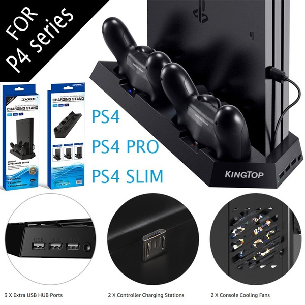 Vertical Stand with Cooling Fan for PS4 Slim Regular PlayStation 4 PS4 ...