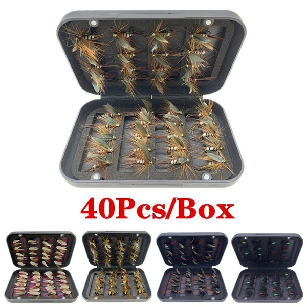 40Pcs/Box Dry Wet Flies Nymph Box Set Fly Fishing Flies Trout Grayling ...
