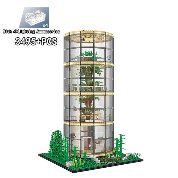 NEW 3495Pcs Glass Tree House Bricks Street Forest Villa Model Building ...