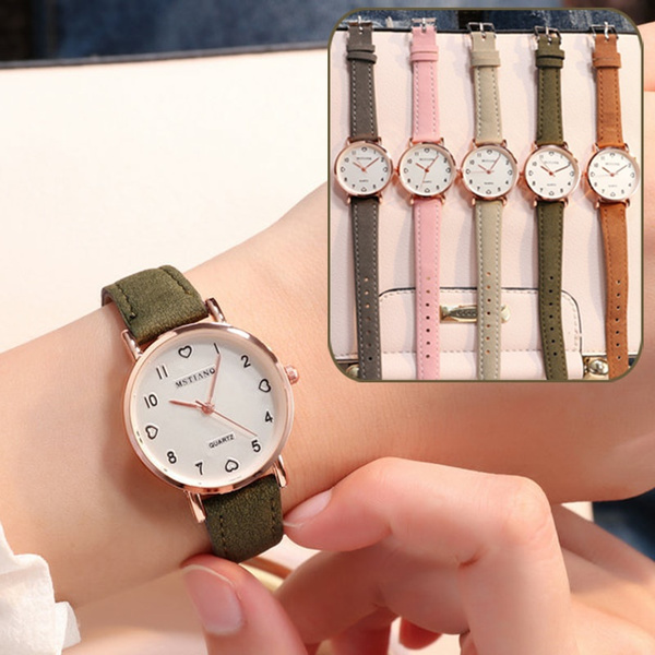 Women Watches Simple Vintage Small Dial Watch Sweet Leather Strap ...