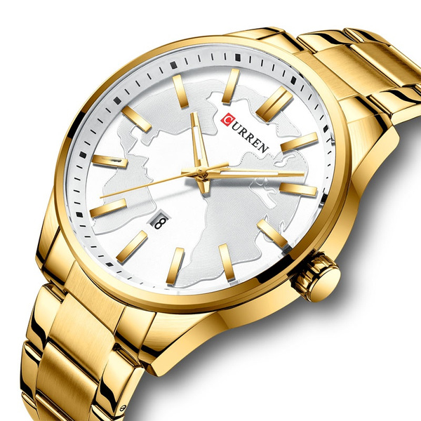 New Curren Watches Men Business Sport Dress Fashion World Map Dial ...