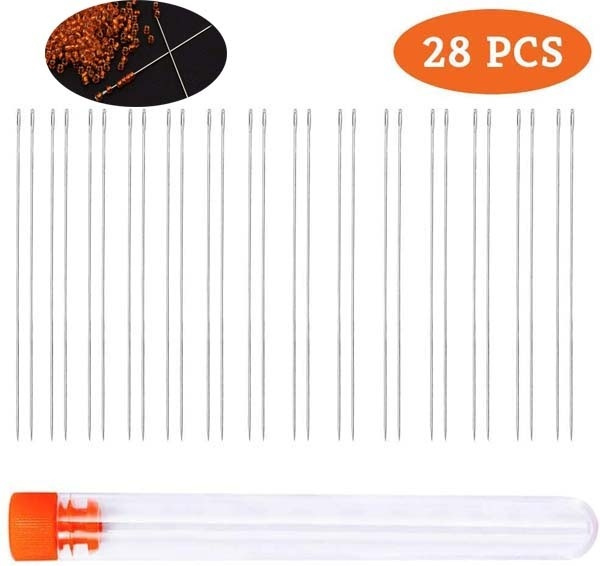 28 Pcs Beading Needles, Extra Thin Seed Beads Needles Long Straight ...