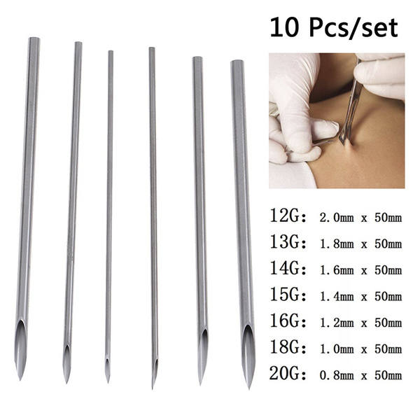 10Pcs Disposable Sterile Body Piercing Needles Tattoo Piercing Needles ...