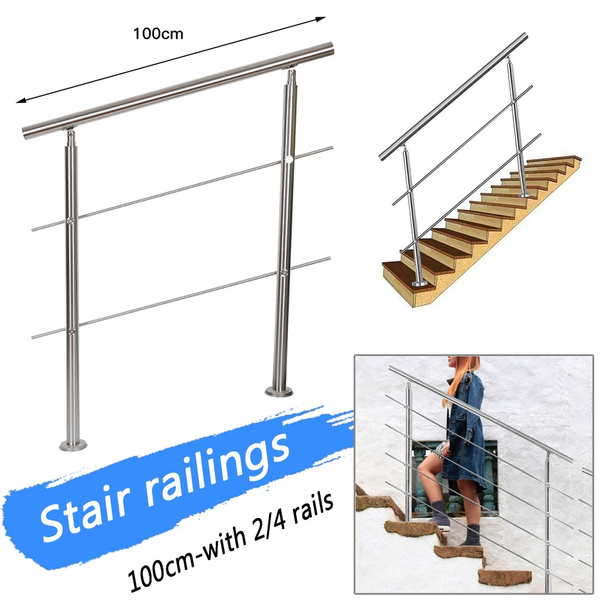 100CM Stainless steel with 2/4 rails, Stair railings Stainless steel ...