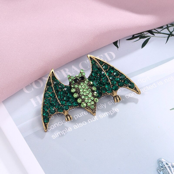 Green Rhinestone Bat Brooches for Women Animal Party Casual Brooch Pins ...
