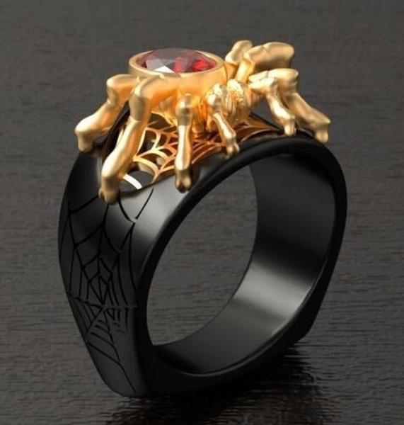 Men's Luxury Black Gold Rings Classic Black Gold Filled 925 Sterling Silver Men's Rings Natural ...