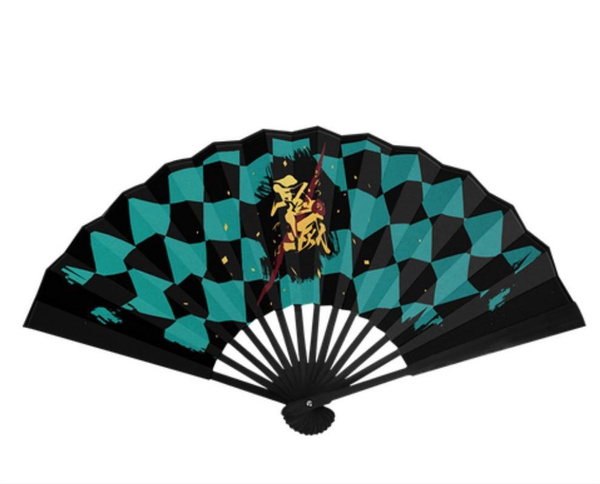 Anime Cosplay Folding Fan Kamado Tanjirou Handheld Folded Cool Cloth ...