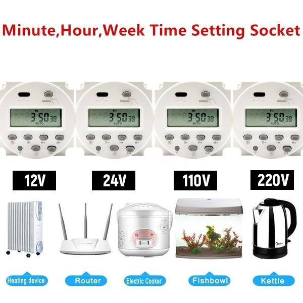 12V/24V/110V/220V Digital Programmable Timer Switch Countdown Mini Time Control Switch Timer ...