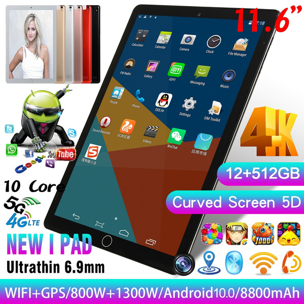 2020 New 4K Andriod 11.6 Inch Wifi Tablet 12+512GB Large Memory 4G/5G ...