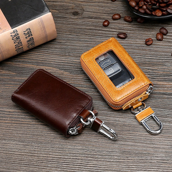 Key Case Wallet Genuine Leather Men Intelligent Car Key Protection ...