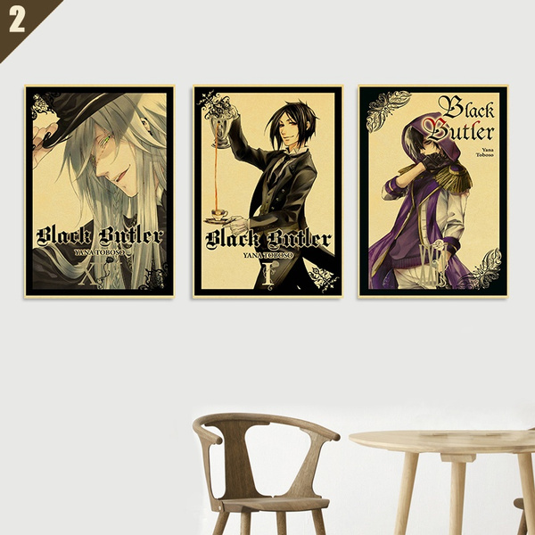 Black Butler Anime Retro Poster Home Decoration Kraft Poster Painting ...