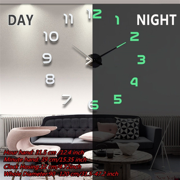 New Luminous DIY Wall Clock In Wall 3D Wall Clocks Luminou Watck ...