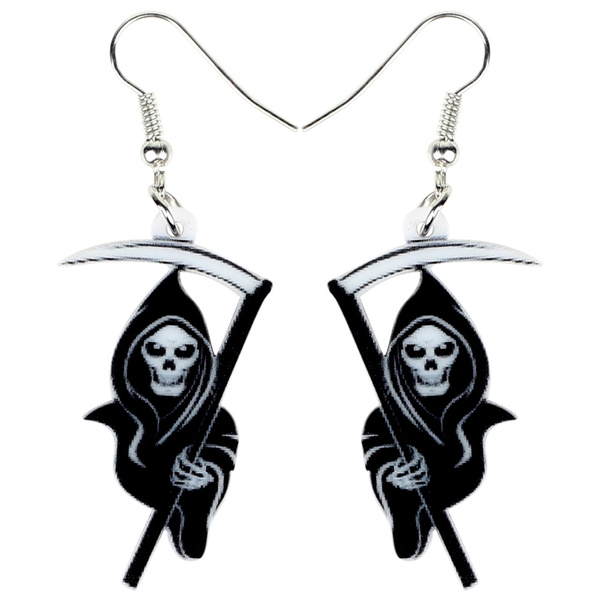 Acrylic Halloween Grim Death Reaper Sickle Earrings Dangle Novelty ...