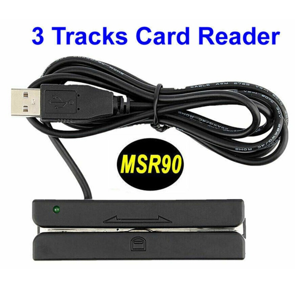 MSR90 USB Magnetic Strip Card Reader 3 Tracks Mini Mag Hi-Co Swiper ...