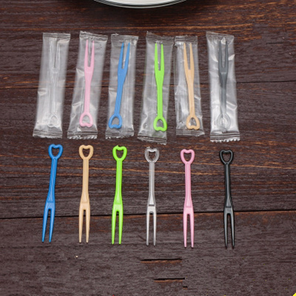 200 Pcs/bag Kitchen Disposable Plastic Fruit Fork Cake Fork Party ...