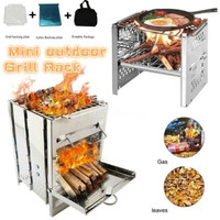 Folding Stainless Steel Stove Mini Grill with Carry Bag for Backpacking ...