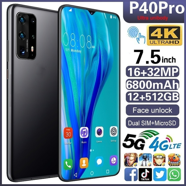 2020 New Hawei Smartphone P40Pro 7.5 Inch Smartphone with 12+512GB ...