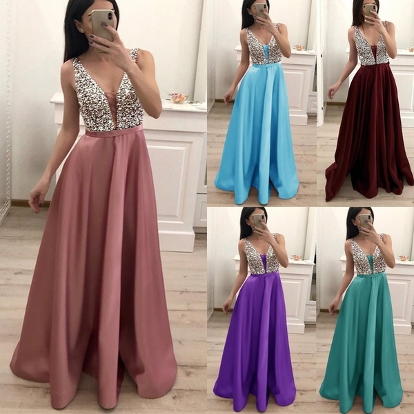 Formal Bridesmaids Long Dress Skinny Slim Fit Maxi Dress Elegant ...