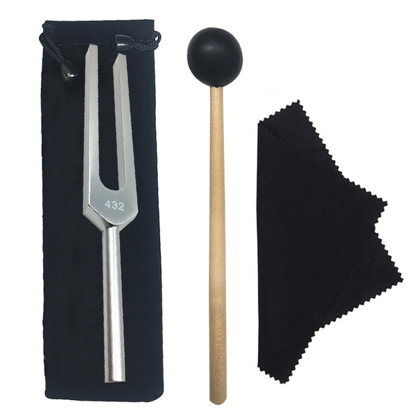 432 Hz Aluminum Tuning Fork with Bag Mallet and Cleaning Cloth for Ultimate Healing and ...