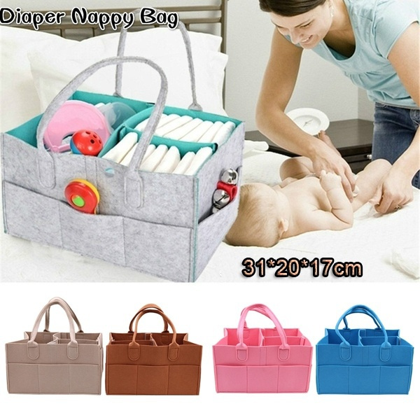 1PC Baby Diaper Caddy Nursery Felt Storage Infant Wipes Bag Nappy ...
