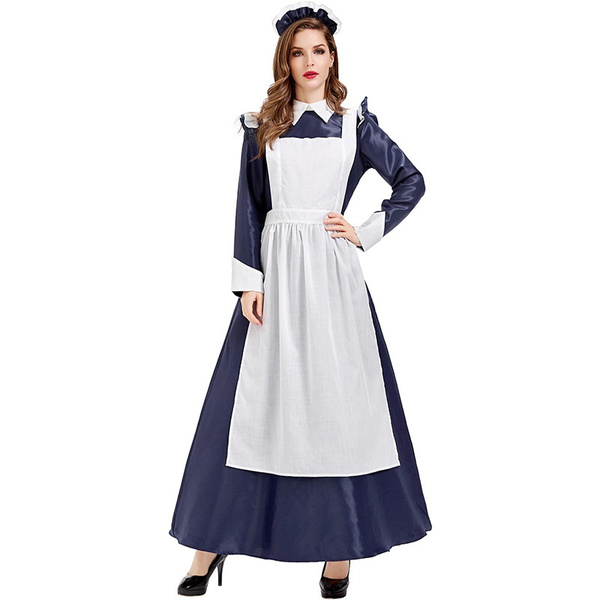 Women Long Sleeve Apron Maid Uniform Sexy Maid Dress Uniform Temptation ...