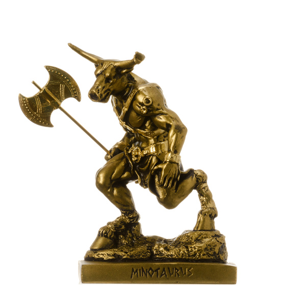 Minotaur Greek Mythology With Labrys Statue Bronze Tone Alabaster 5.9 ...
