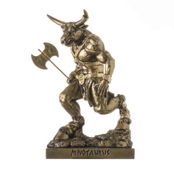 Minotaur Greek Mythology With Labrys Statue Bronze Tone Alabaster 8 ...