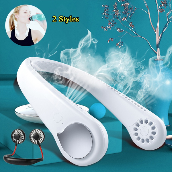 2 Types Adjustable Speed Portable Fan Mini Hands-free Neck Band Hanging ...