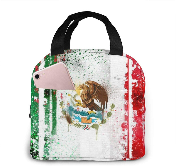 Portable Thermal Insulated with Zip Closure Mexican Flag Reusable Adult ...