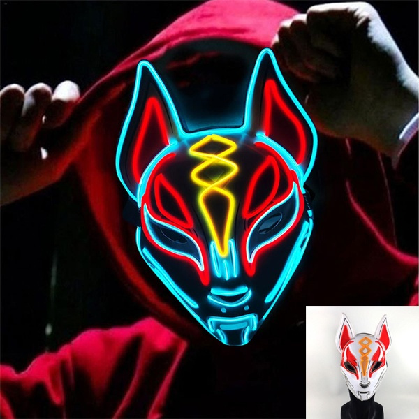 Fox Mask Neon Led Light Cosplay Mask Halloween Party Rave Led Mask | Wish
