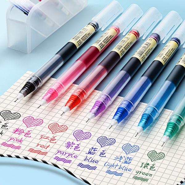 1 Pc Simple Style Straight Liquid Rollerball Pen 0.5mm Gel Pen Fluent 7 ...