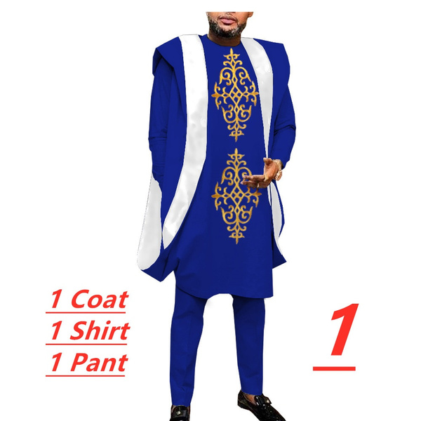 African Clothing for Men Dashiki Embroidery Agbada Robe Plus Size ...