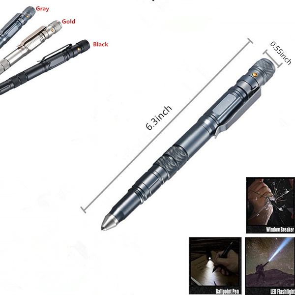 Tactical Pen Aircraft Aluminum Self Defense Multitool with LED ...