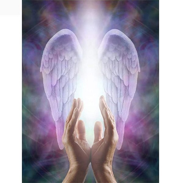 DIY 5D Diamond Painting Praying Hands Guardian Angel Wings Full Drill ...