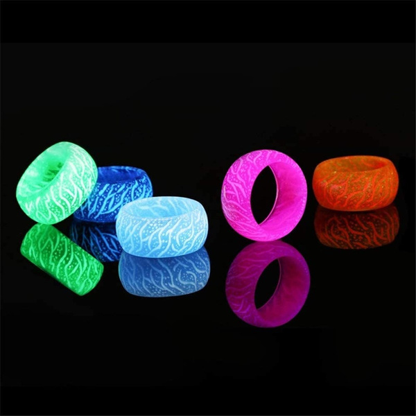 Fashion Colorful Glow Ring Resin Luminous Ring Toy Gift for Kids Men ...