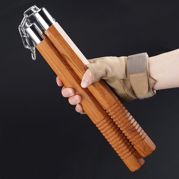 Eight-sided Rhombic Nunchaku Solid Wood Nunchaku Performing Self ...