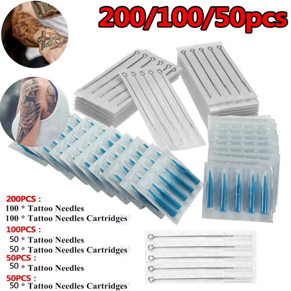 200/100/50PCS Disposable Tattoo Needles & Cartridges Set Assorted ...